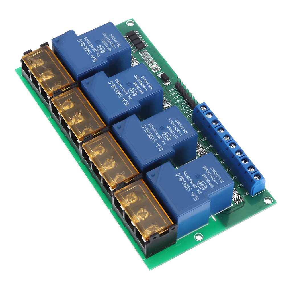 YWBL-WH 30A 4 Channel Relay Module Expansion Board with Optocoupler for Arduino DSP AVR PIC ARM (5VDC)