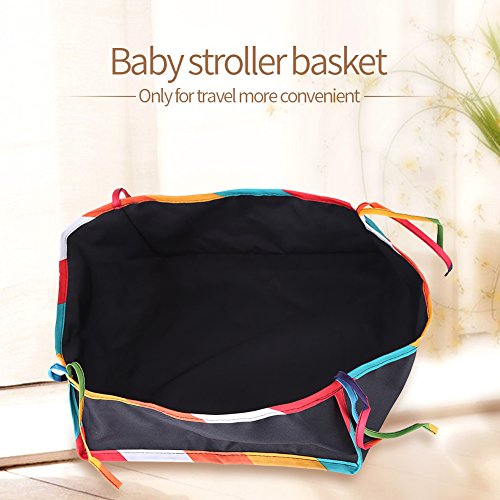 Baby Stroller Basket, Under Baby Stroller Storage Basket Solid Oxford Fabric Pushchair Bottom Basket for Stroller Storage Organizer Bag