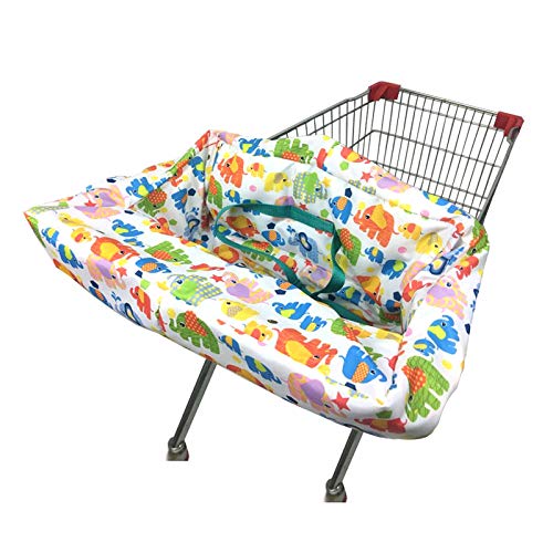 Portable Shopping Cart Cover | High Chair and Grocery Cart Covers for Babies, Kids, Infants & Toddlers ✮ Includes Free Carry Bag ✮ (Simple Elephant)