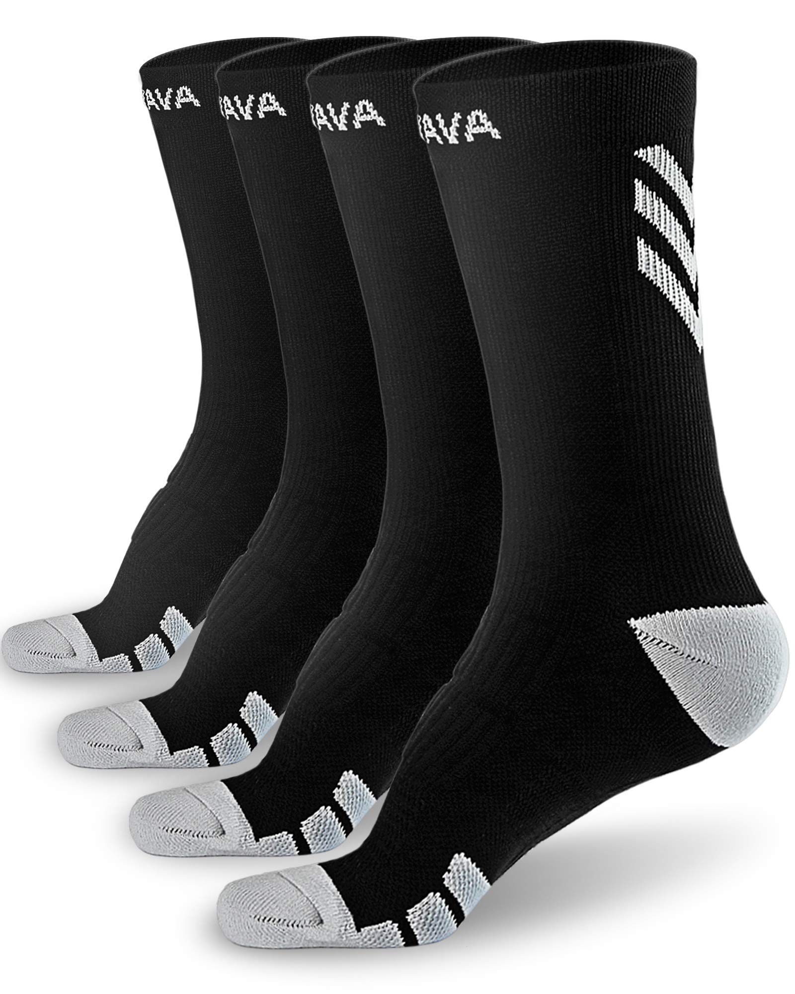 Dovava Dri-tech Compression Crew Socks 15-20mmHg for Men & Women, Athletic Fit Running Nurses Flight Travel Pregnancy Edema Diabetic, Boost Ankle Calf Circulation, Large/X-Large, Black (4 Pairs)