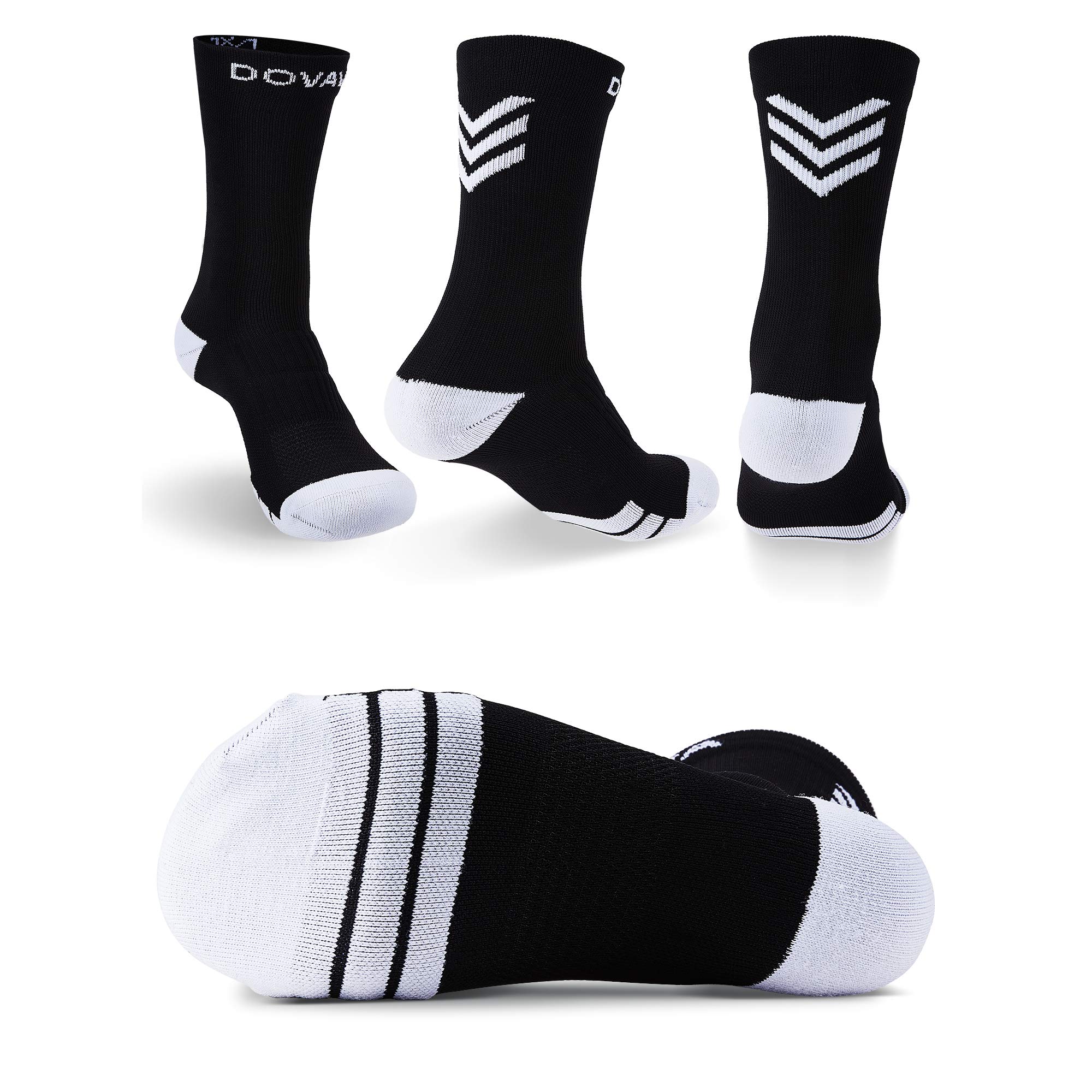 Dovava Dri-tech Compression Crew Socks 15-20mmHg for Men & Women, Athletic Fit Running Nurses Flight Travel Pregnancy Edema Diabetic, Boost Ankle Calf Circulation, Large/X-Large, Black (4 Pairs)