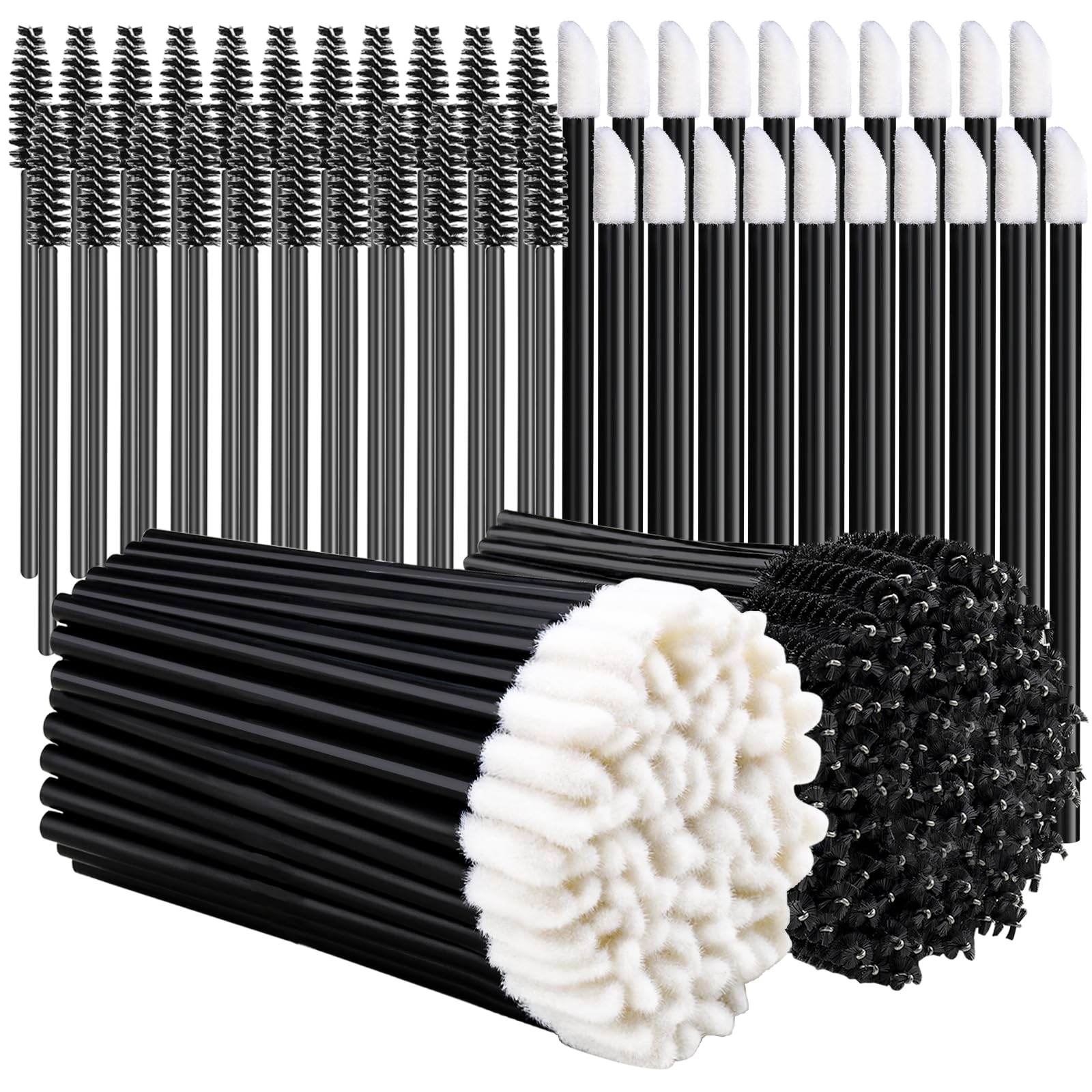 Teenitor Mascara Wands, Disposable Mascara Wand 200pcs, Lip Applicators Disposable Mascara Makeup Applicator Lipgloss Lip Brush Mascara Brush Lipstick Tester Wands Black