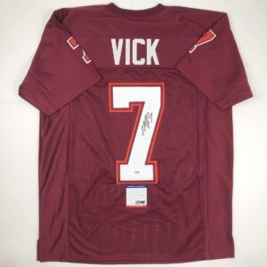 autographed/signed michael mike vick virginia tech maroon college football jersey psa/dna coa