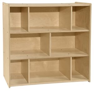 contender - birch 8 cubby storage unit, art&craft organizer for kids kindergarten, homeschool, daycare, nursery, preschool, safe and certified, in natural