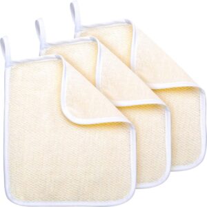 exfoliating face and body wash cloths towel soft weave bath cloth exfoliating scrub cloth massage bath cloth for women and man (3 pack exfoliating side and soft terry side cloth)