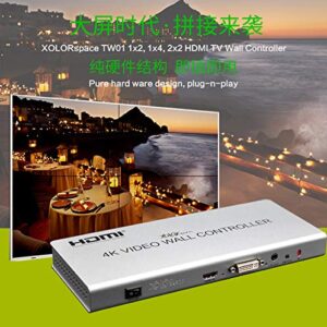 xolorspace tw01 4x1 quad viewer 4k hdmi/dvi video wall controller processor multiviewer quad viewer supports 2x2, 1x2, 1x4 tv wall/cascade 2x4, 2x8