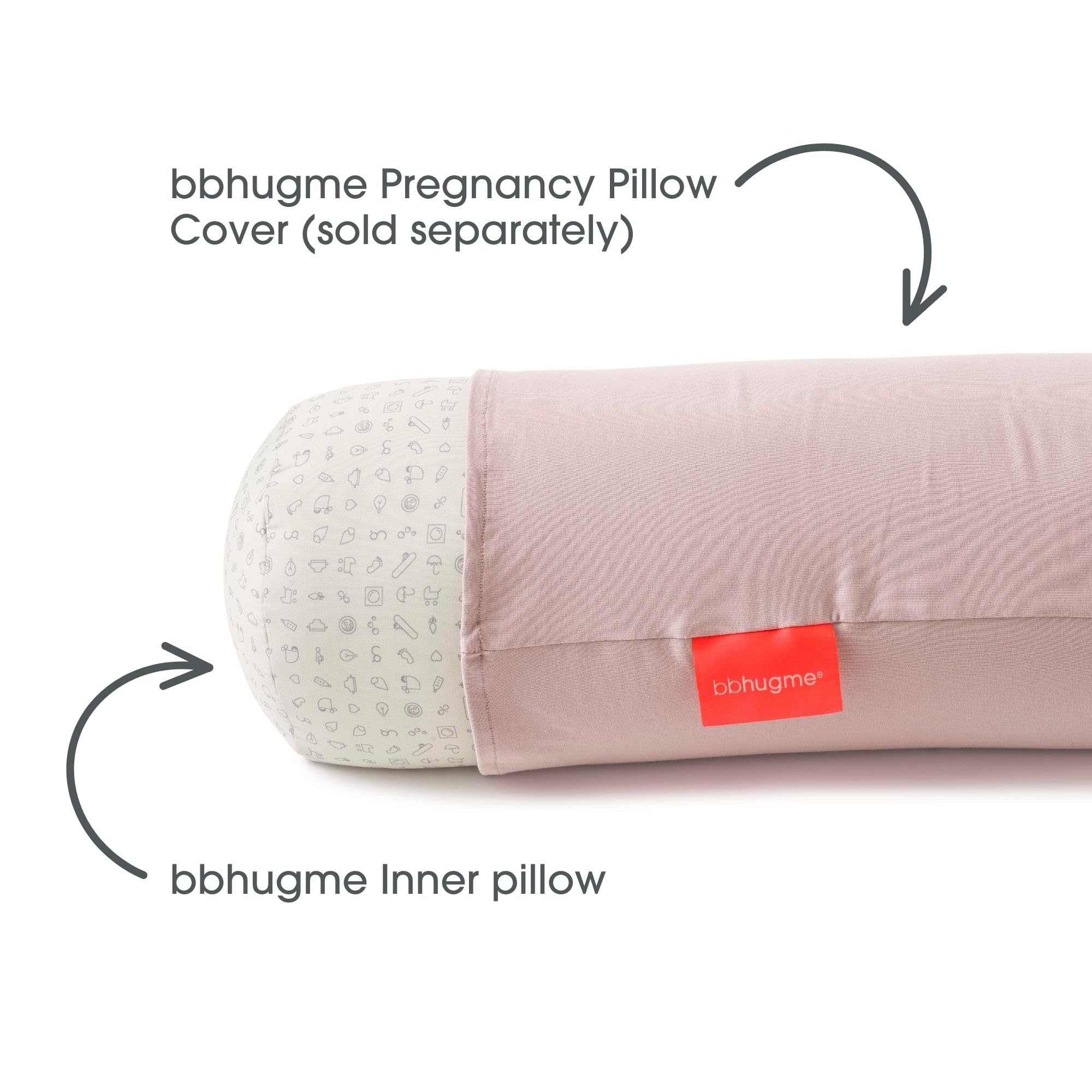 bbhugme Pregnancy Pillow Cover - Cotton Jersey Fabric - Fits Pregnancy Pillow for Side Sleeping - Cover Only, Pregnancy Pillow Sold Separately, Dusty Pink