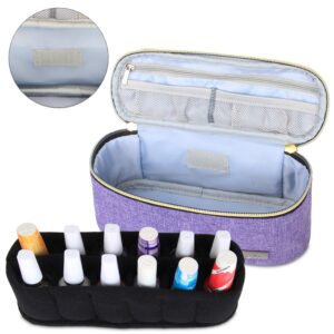 LUXJA Nail Polish Organizer - Holds 12 Bottles (15ml - 0.5 fl.oz), Nail Polish Case for Polish and Small Tools, Purple