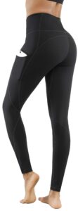 lingswallow high waist yoga pants - yoga pants with pockets tummy control, 4 ways stretch workout running yoga leggings (black, medium)