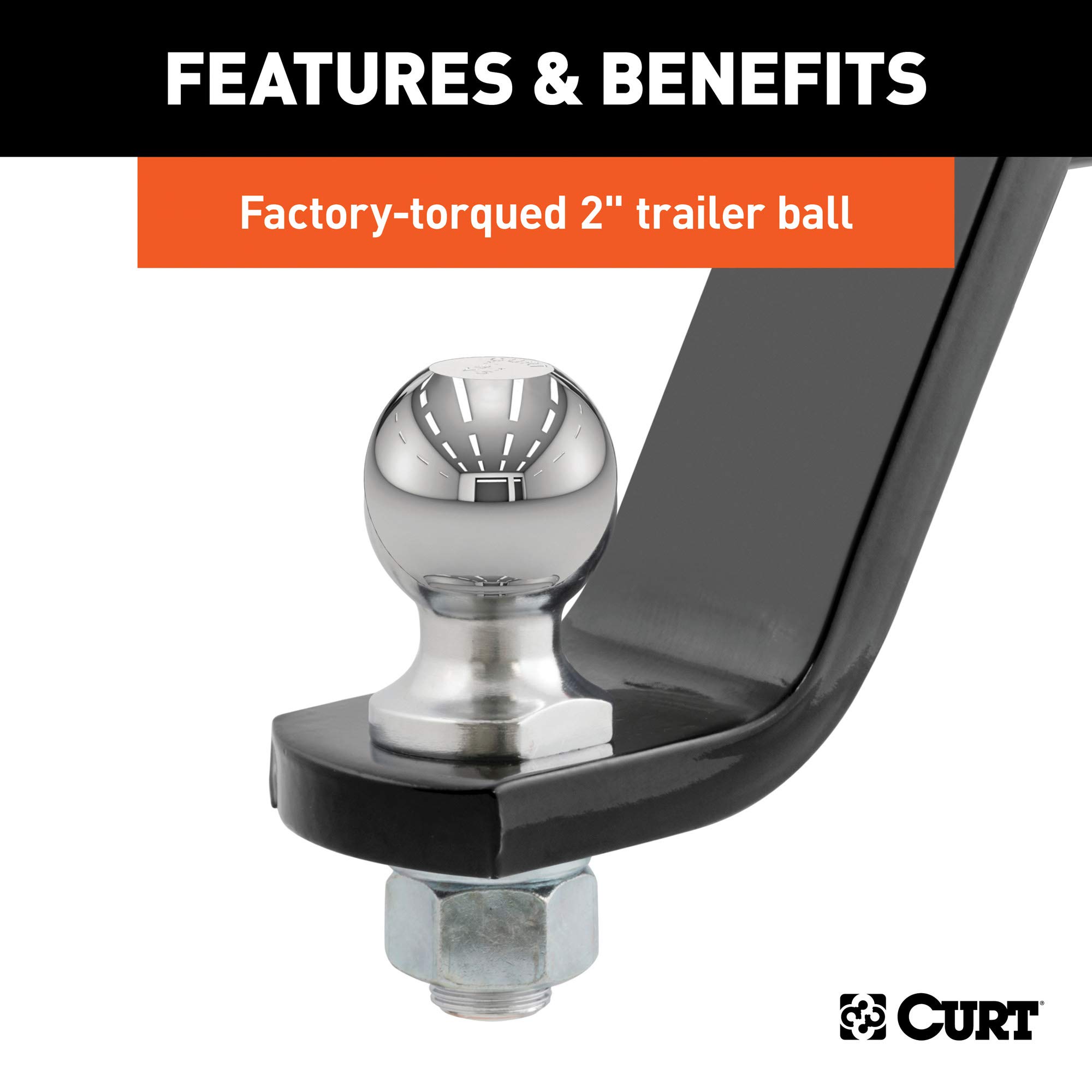 CURT 45064 Lifted Truck Trailer Hitch Mount with 2-Inch Ball & Pin, Fits 2-in Receiver, 7,500 lbs, 6-Inch Drop, Black