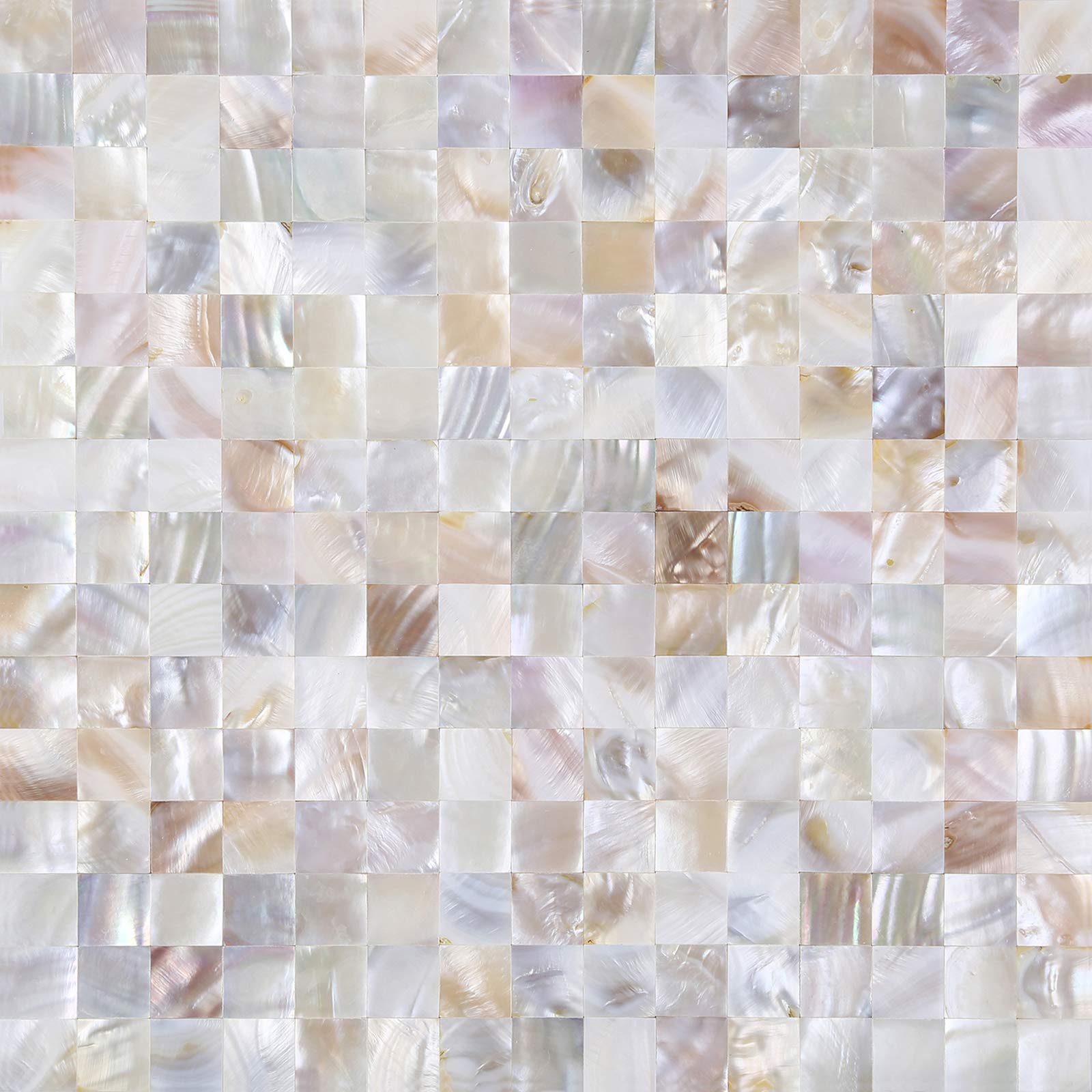 KASARO Peel and Stick Backsplash Shell Tiles, Mother of Pearl Mosaic Self Adhesive Tiles for Kitchen Wall Bathroom Bedroom Decor, Natural, 10-Sheet