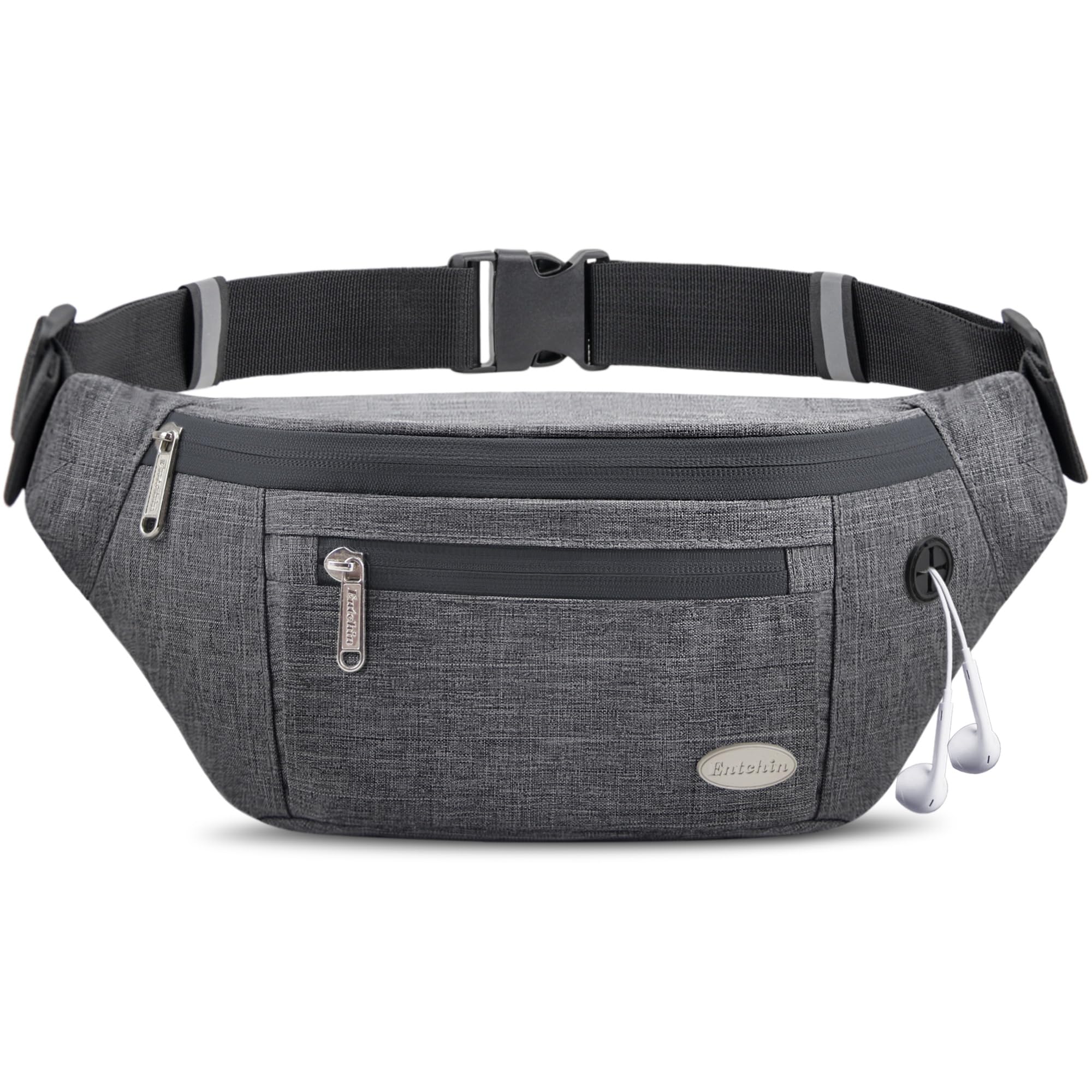 Entchin Fanny Pack for Women Men, Large Capacity Crossbody Waist Bags for Hiking Running Travel Cycling Fits Any Phones