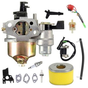 gx160 carburetor+ignition coil air filter kit compatible with gx120 gx140 gx160 gx168 gx200 5.5hp 6.5hp small engine generator lawn mower motor replaces# 16100-zh8-w61