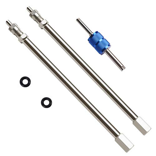 6 Inch Dually Valve Stem Extenders,Set of 2Pcs,Heavey Duty,150mm Straight Metal Dual Wheel Valve Stem Extensions for Truck Tires, RV Tires, Motorhome, Coach, Pickup, Motorcycle, Bike, Trailer