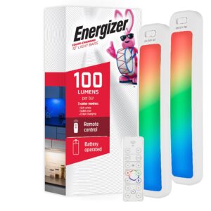 energizer under cabinet light, color changing, battery operated led lights with remote, 12 inch, 100 lumens, wireless under cabinet lighting, closet lighting, stick on lights, kitchen lights, 44578