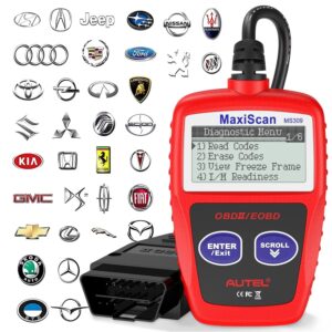 autel obd2 scanner ms309 universal car engine fault code reader, check engine light and emission monitor status, obdii can diagnostic scan tool