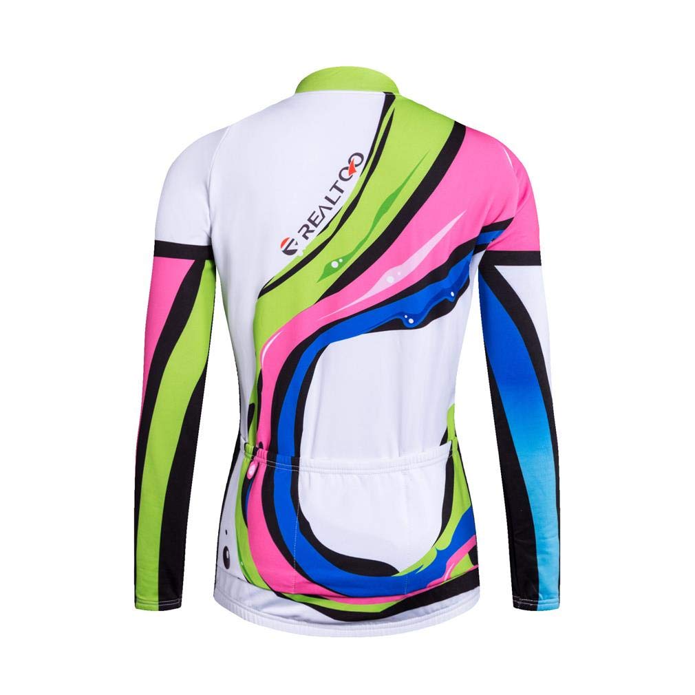 Womens Cycling Jersey Set Long Sleeve Breathable 3D Gel Padded Pants Full Zip Riding Wear UV Protection (style4, S)