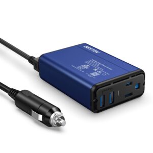 bestek 150w power inverter dc 12v to 110v ac converter 4.2a dual usb car plug adapter outlet converter (blue)