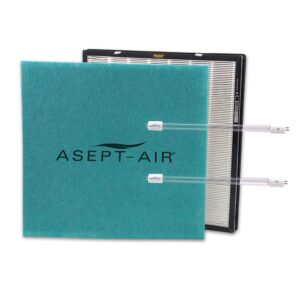 genuine asept-air life cell 1550 replacement filter kit with washable pre-filter, a combination 2-stage 99.97% true hepa and carbon filter, and 2 lights. fits 1550 model only.