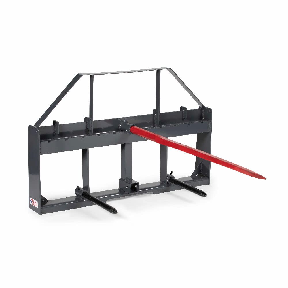 Titan Attachments UA USA Made Grey Hay Frame Attachment, 49" Hay Spear and Stabilizers, Rated 4,000 LB