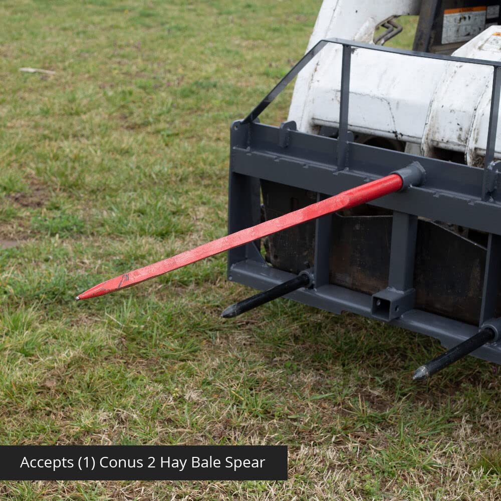 Titan Attachments UA USA Made Grey Hay Frame Attachment, 49" Hay Spear and Stabilizers, Rated 4,000 LB