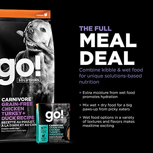 GO! SOLUTIONS Carnivore Grain Free Dog Food for Senior Dogs, 3.5 lb – Chicken, Turkey + Duck Recipe – Protein Rich Dry Dog Food – Complete + Balanced Nutrition for Senior Dogs