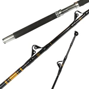 fiblink 1-piece/2-piece saltwater offshore heavy trolling rod big game roller rod conventional boat fishing pole with roller guides (1-piece,6 feet, 50-80lb)