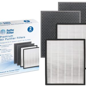 Fette Filter - LV-PUR131 Premium Replacement Filters Compatible with LEVOIT Air Purifier Models LV-PUR131s and LV-PUR13, LV-PUR131-RF, 2 Pack True HEPA and 2 Activated Carbon Filters.