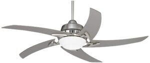 casa vieja 52" capri modern indoor ceiling fan with led light remote control brushed nickel silver white opal glass for living kitchen house bedroom family dining home office kids room