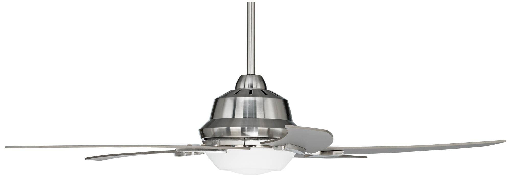 Casa Vieja 52" Capri Modern Indoor Ceiling Fan with LED Light Remote Control Brushed Nickel Silver White Opal Glass for Living Kitchen House Bedroom Family Dining Home Office Kids Room