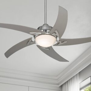 Casa Vieja 52" Capri Modern Indoor Ceiling Fan with LED Light Remote Control Brushed Nickel Silver White Opal Glass for Living Kitchen House Bedroom Family Dining Home Office Kids Room