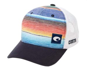 costa baja stripe trucker hat, blue