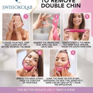 SWISSÖKOLAB V shape lifting up Face Mask Chin Up Patch Double Chin Reducer Chin Contour Tightening Firming Face Lift Tape Mask V-Line Neck Lifting Patches V Shaped Slimming Face Mask 5 pcs