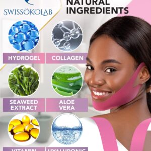 SWISSÖKOLAB V shape lifting up Face Mask Chin Up Patch Double Chin Reducer Chin Contour Tightening Firming Face Lift Tape Mask V-Line Neck Lifting Patches V Shaped Slimming Face Mask 5 pcs