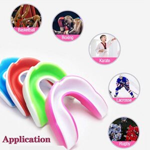 Sports Mouth Guard for Kids Youth/Adults-Mouthguard for Lacrosse, Basketball, Karate, Flag Football, Martial Arts, Rugby, Boxing, MMA, Hockey -Free Carrying Case for Mouthguard(White Pink Kids)