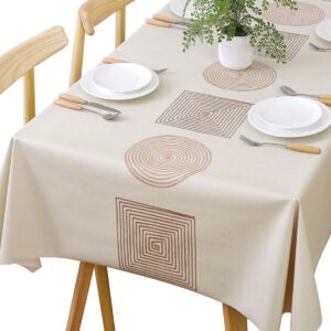 yofori table cloth for square table heavy duty vinyl tablecloth square waterproof plastic tablecloth wipeable outdoor pvc table cover for picnic(54x54 inch, geometry)