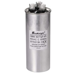 bluenathxrpr 50+7.5 mfd uf cbb65 capacitor air conditioner capacitor round dural motor run capacitor withstand 450v ac