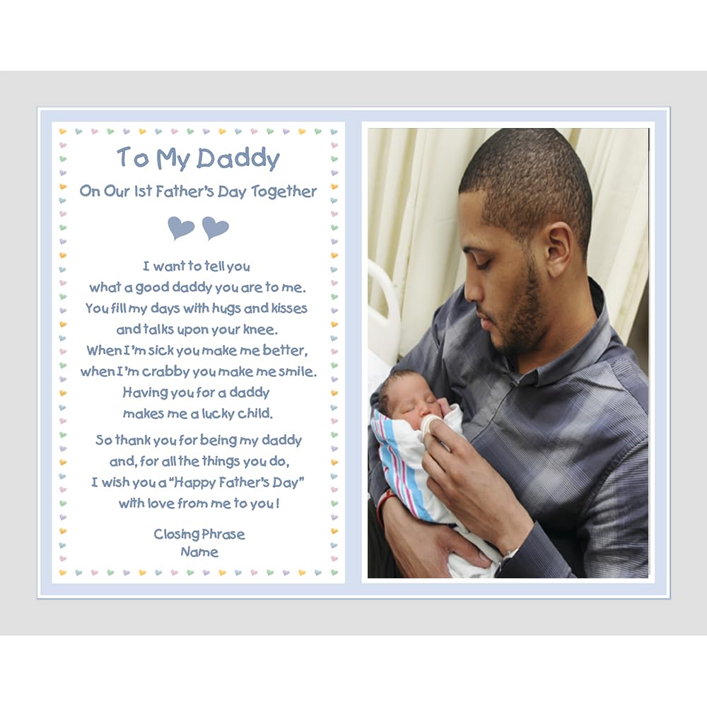 1st Father's Day Together from Son to Daddy, Gift from New Baby Boy, Add Name and Photo to 8X10 Inch Custom Print