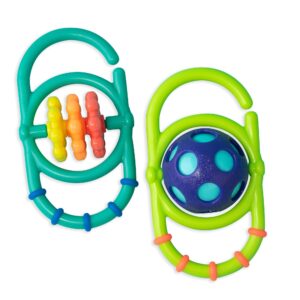 sassy linky links rattle set, use apart or link together - 2 pack, for ages 3+ months