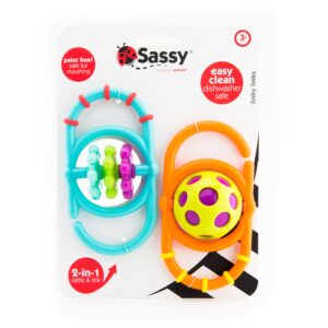 Sassy Linky Links Rattle Set, Use Apart or Link Together - 2 Pack, for Ages 3+ Months