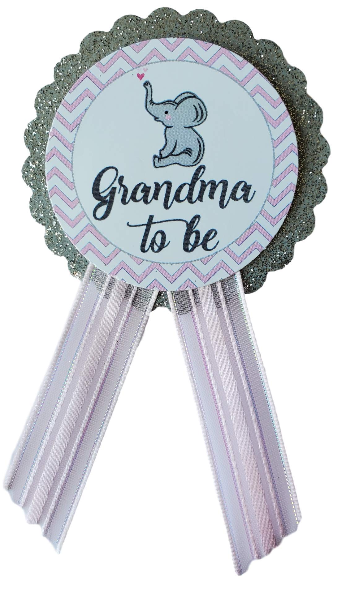 Grandma to Be Pin Elephant Baby Shower Pin for nona to wear, Pink & Gray, It's a Girl Baby Sprinkle