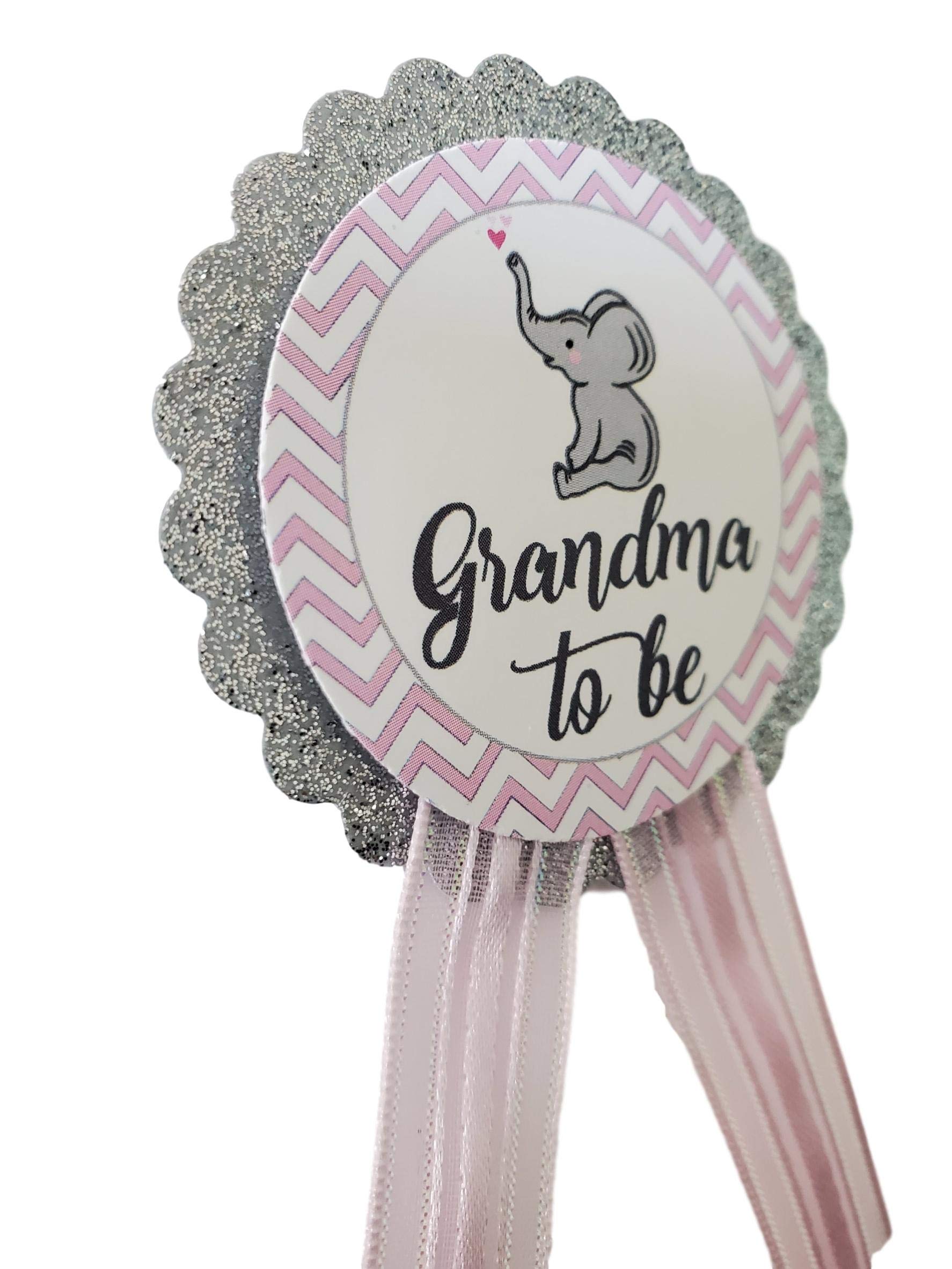 Grandma to Be Pin Elephant Baby Shower Pin for nona to wear, Pink & Gray, It's a Girl Baby Sprinkle