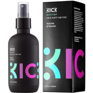 kick sea salt spray for hair men - beachy waves and surfer hair style - salt water spray for hair - natural texturizing and volumizing hair spray - 200ml