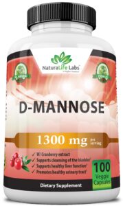 d-mannose 1,300 mg with cranberry extract fast-acting, flush impurities, natural urinary tract health- 100 veggie capsules