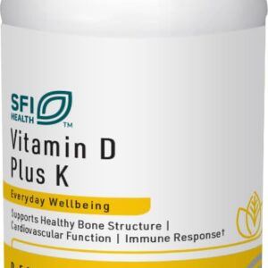 Klaire Labs Vitamin D Plus K - 5000 IU Vitamin D3 with Vitamin K2 MK-7, Bioavailable Formula - Bone, Cardiovascular & Immune Support Supplement (60 Capsules)