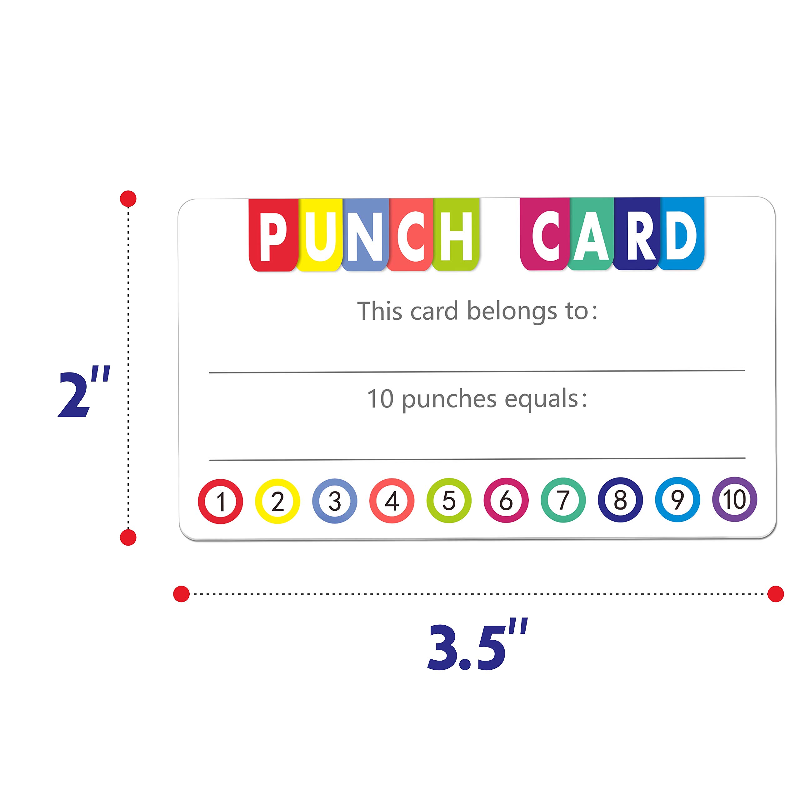 102 PCS Punch Cards Incentive Loyalty Reward Card for Classroom Business (3.5" x 2")