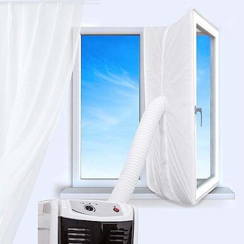 Aozzy Portable Air Conditione Window Seal, 400CM Waterproof Portable AC Window Seal and Tumble Dryer Compatible with Medium or Large Casement Crank Window and Tilting Window 158 inch (White)