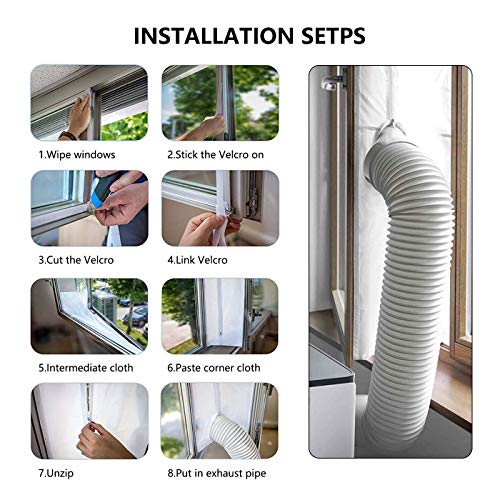 Aozzy Portable Air Conditione Window Seal, 400CM Waterproof Portable AC Window Seal and Tumble Dryer Compatible with Medium or Large Casement Crank Window and Tilting Window 158 inch (White)