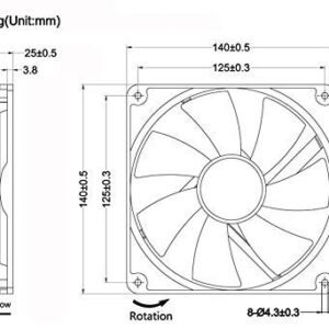 GDSTIME 140mm x 140mm x 25mm 5V USB DC Brushless Cooling Fan