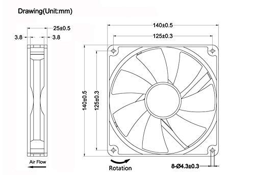 GDSTIME 140mm x 140mm x 25mm 5V USB DC Brushless Cooling Fan